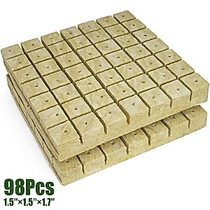 BIOMAND 1.5” Rockwool Starter Plugs for Hydroponics, Rockwool Grow Cubes, 2 Sheets of 49 Plugs, 98 Plugs Total