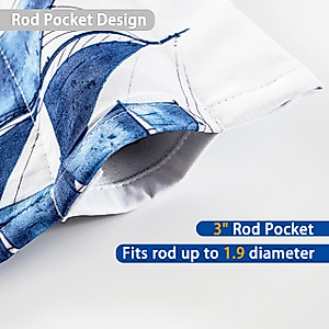 DriftAway Harbor Sailboat Ocean Print Blackout Thermal Insulated Window Curtain Valance Rod Pocket 52 Inch by 18 Inch Plus 2 Inch Header Navy