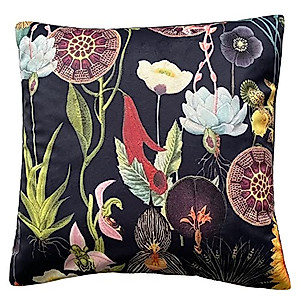 Poppies Decorative Throw Pillow case Sunflower Print Art Deco Pillowcase Dark Floral Velvet Cushion Cover Botanical Sofa Decor Black Couch Decor