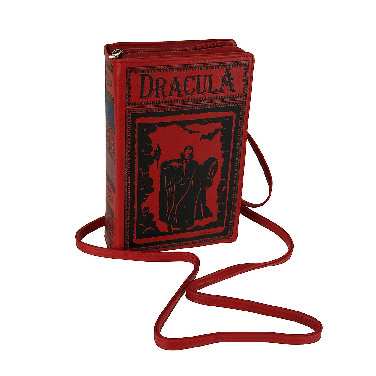 Things2Die4 Book of Dracula Vinyl Handbag Novelty Clutch Purse Crossbody Bag, Red, Small