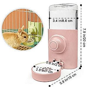 Chngeary Leak Proof Guinea Pig Water Bottle, Automatic Water Filling Rabbit Water Bottle for Hamsters, Bunny, Cats.Easy to Use, Install and Clean(Pink)