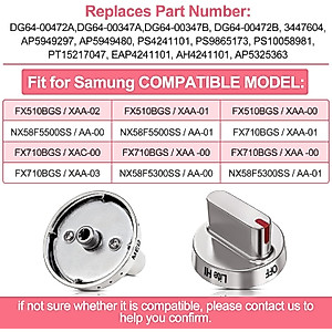 Upgraded DG64-00472A Stove Knobs Stainless Steel Compatible with Samsung Gas Range Oven Stove Replaces DG64-00347A,AP5949480,PS10058981 Fits FX510BGS FX710BGS NX58F5500SS Replacement knobs (5 Pack)