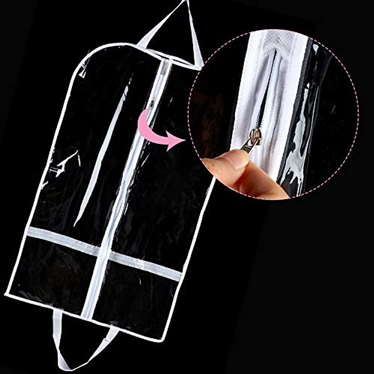 Maitys Clear PVC Hanging Costume Garment Bag Costume Bags Suit Cover with Zipper Pockets for Storage Travel Dance Garment (Classic Style)