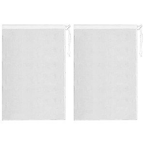 SAVITA 2pcs 16 x 24 Inch Pool Cleaning Bag, Fine Mesh Replacement Bag for Pool Vacuum, Pull-and-Lock Cord Mesh Leaf Master/Eater/ Gulper Bag Filter Net Bag for Pools, Ponds and Aquariums