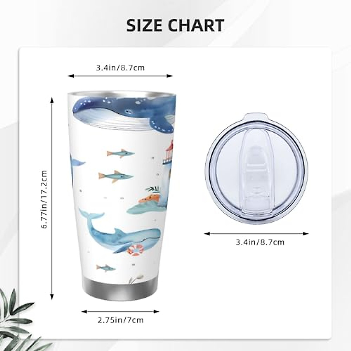 AYCZN Dolphin Lighthouse 20 OZ Tumbler Stainless Steel Travel Coffee Mug, Sea Ocean Insulated Water Bottle with Lid and 2 StrawsLeakproof Thermal Cup