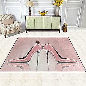 ALAZA High Heel Shoes Butterfly Non Slip Area Rug 4' x 5' for Living Dinning Room Bedroom Kitchen Hallway Office Modern Home Decorative