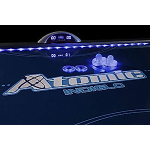Atomic 90” Indiglo LED Light UP Arcade Air Powered Hockey Table - Includes Light Up Pucks and Pushers, Grey