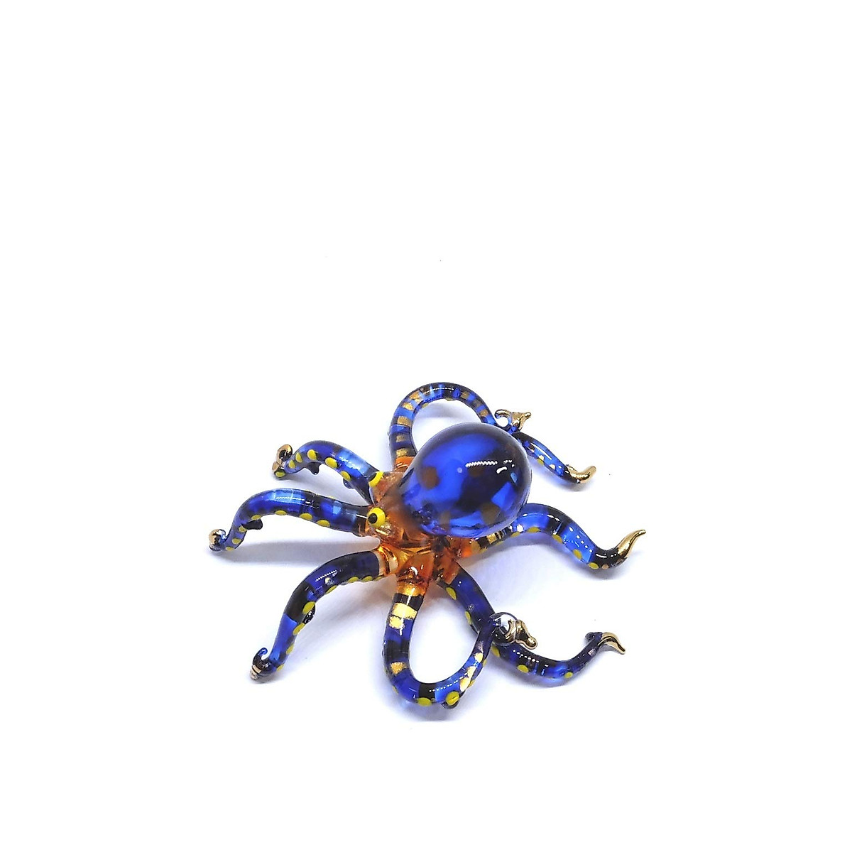 Handmade Mini 2.75" Blown Glass Swimming Octopus Figurines Figures Art,Collectible Dollhouse Gift Ideas,Miniature Ocean Animals,Tiny Ornament Cool Stuff Decor No.8