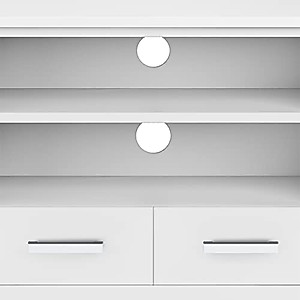 SIMPLIHOME Kitchener SOLID WOOD 60 Inch Wide Contemporary TV Media Stand in White for TVs up to 65 Inches, For the Living Room and Entertainment Center