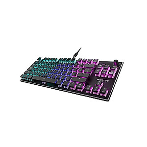 ROCCAT Vulcan TKL Linear PC Gaming Keyboard, Titan Switch Mechanical with Per Key AIMO RGB Lighting, Tenkeyless, Compact Design, Anodized Aluminum Top Plate, Detachable USB-C Cable, Black