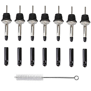 Liquor Pour Spout Set Stainless Steel Bottle Spouts and Liquor Pourer Dust Cap Covers 7+7 Pcs Speed Pour Top for Bottles