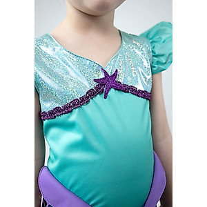 Little Adventures Purple Sparkle Mermaid Princess Dress Up Costume (Large Age 5-7) - Machine Washable Child Pretend Play and Party Dress with No Glitter