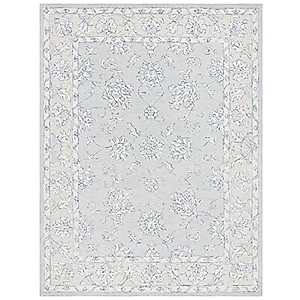 SAFAVIEH Micro-Loop Collection 8' x 10' Blue / Beige MLP535M Handmade Premium Wool Area Rug