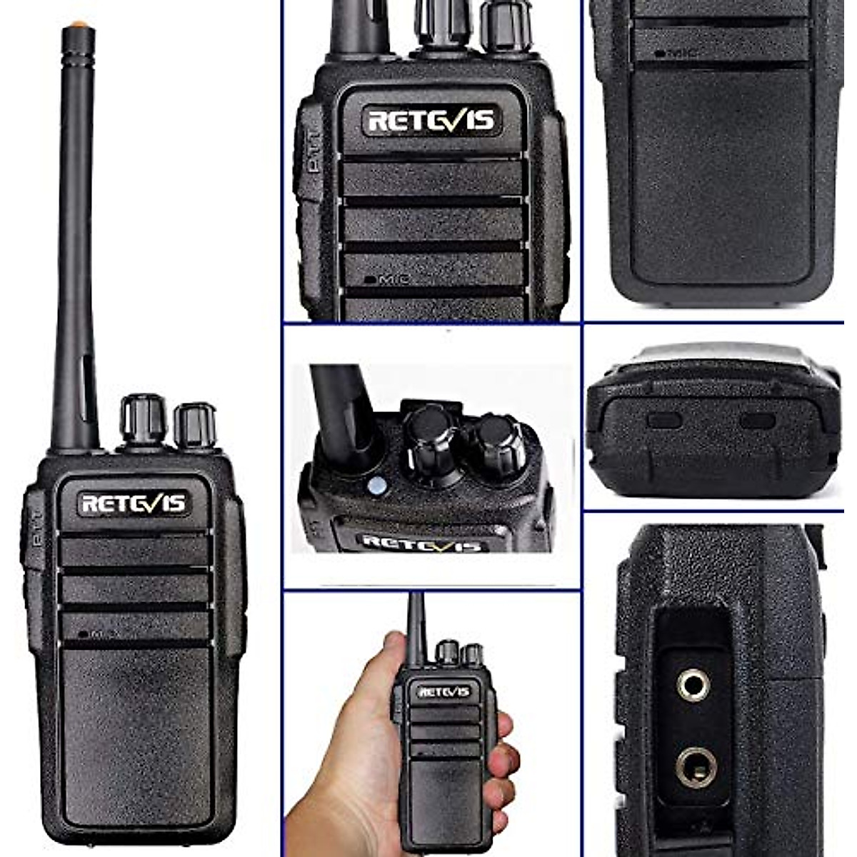 Retevis RT21 Adult Walkie Talkies(6 Pack) with Headsets (10 Pack), 2 Way Radio Hands Free with Six-Way Multi Gang Charger Long Range for Organization Business, C Shape Earhook Walkie Talkie Earpiece