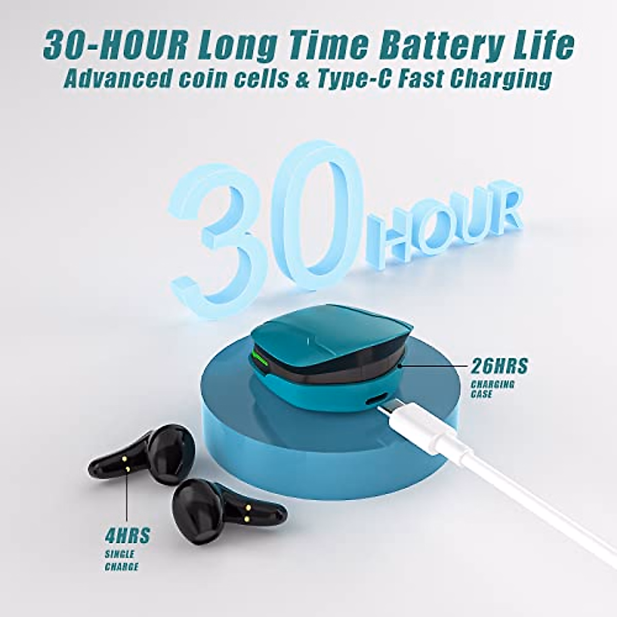 Noise Cancelling Wireless Earbuds, Bluetooth 5.3 Headphones, Gaming Ear Buds with 4-Mic Deep Bass,Small Earphones,30H Playtime,IPX5 Waterproof in-Ear Lightweight Earbuds for iPhone Android Green
