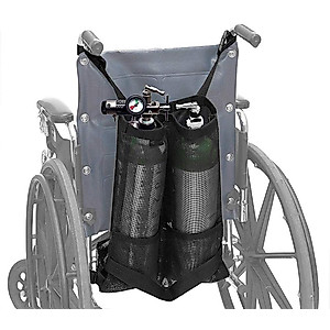 MHKGIOA Double Oxygen Cylinder Bag - Wheelchair Oxygen Tank Bag for D and E Cylinders Bottle - Oxygen Backpack Holder for Wheelchair & Walker