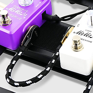 MIMIDI Guitar Patch Cables, 6 inch Tweed Flat Low Profile Pedal Cable 3-Pack, Low Noise 1/4 Inch Pancake Pedal Patch Cable for Instrument Effects and Pedal Boards (3 Pack Blackwhite)