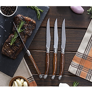 French Home Laguiole Steak Knives, Set of 4 (Wood Grain)