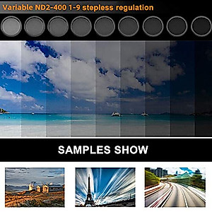 Phone Camera Lens, 37mm Clip-on ND 2-400 Cell Phone Lens Adjustable Density Filter with Phone Clip for iPhone for Samsung Android Smartphones