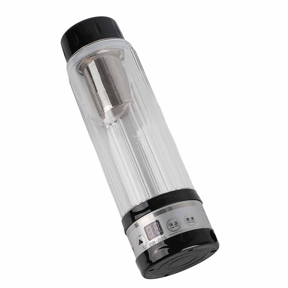 TRAVEL ELECTRIC KETTLE CAR HEATING CUP HOLDER | BOIL WATER IN CAR | 12V / 24V 95W 420ML | FORNOODLES, TEA, COFFEE | CRYSTAL HEATER | BOROSILICATE GLASS INNER TANK (Black)