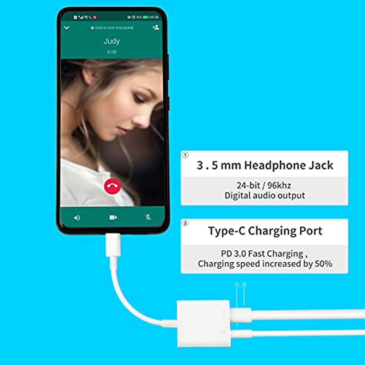 USB C to 3.5mm Audio Adapter, USB C Headphone Adapter and PD 60w ...