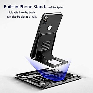 KEROLFFU Laptop Stand Cooler with Rotating Base 360degree,Phone Stand Include, Portable Foldable Laptop Riser for 10 to 17” Notebook (Suits MacBook/Air)