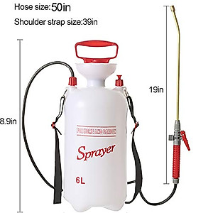 Itisll Portable Garden Pump Sprayer Brass Wand Shoulder Strap for Yard Lawn Weeds Plants 1.5Gal