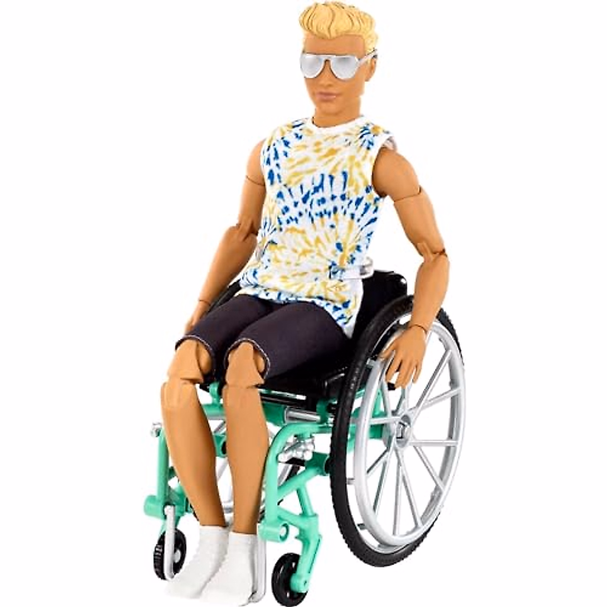 Barbie Ken Fashionistas Doll #167 with Wheelchair and Ramp Wearing Tie-Dye Shirt, Black Shorts and Accessories (Amazon Exclusive)