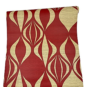 Yifely Red Geometric Design Furniture Paper Self-Adhesive Shelf Liner Dresser Drawer Sticker 17.7 Inch by 9.8 Feet