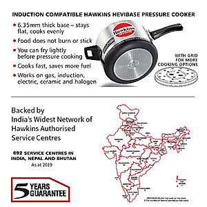 HAWKINS H56 Hevibase Induction Compatible Aluminum Pressure Cooker, 5-Liter,SILVER