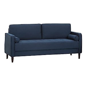 Hawthorne Collections Modern Fabric Upholstery Living Room Sofa in Navy Blue