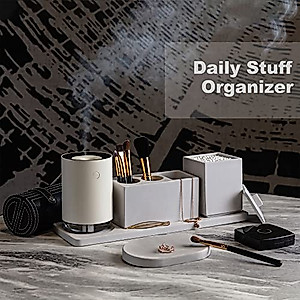 Bathroom Accessory Set Grey, Toothbrush Holder Set Diatomite, Bathroom Accessories Countertop Complete with Electric Toothbrush Holders, Soap Dish Set