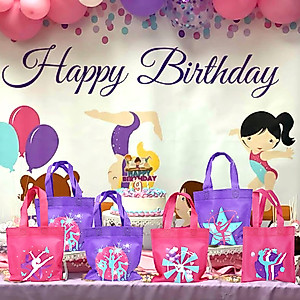 BANBALLON 20 Packs Gymnastic Party Favor Bags Birthday Non-Woven Bags Reusable Gymnastic Goodie Gift Treat Candy Bags for Baby Shower Gymnastic Birthday Party Decorations