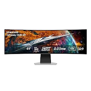 SAMSUNG 49" Odyssey QD-OLED G9 (G95SC) Series Curved Smart Gaming Monitor, 240Hz, 0.03ms, AMD Freestyle Premium Pro, G-Sync Compatible, Dual QHD, Neo Quantum Processor Pro, LS49CG954SNXZA, 2023