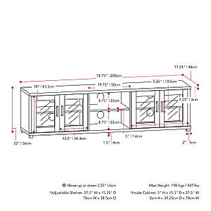 CorLiving Fremont Black Ravenwood TV Bench for TVs up to 90"