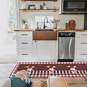 Libaoge Farmhouse Chef is Cooking Pizza Bread Red and White Plaid Kitchen Mat Rug 1 PCS Runner Rug Anti-Fatigue Comfort Memory Foam Standing Mat Non-Slip Floor Door Mat for Bathroom Bedroom 24x71in