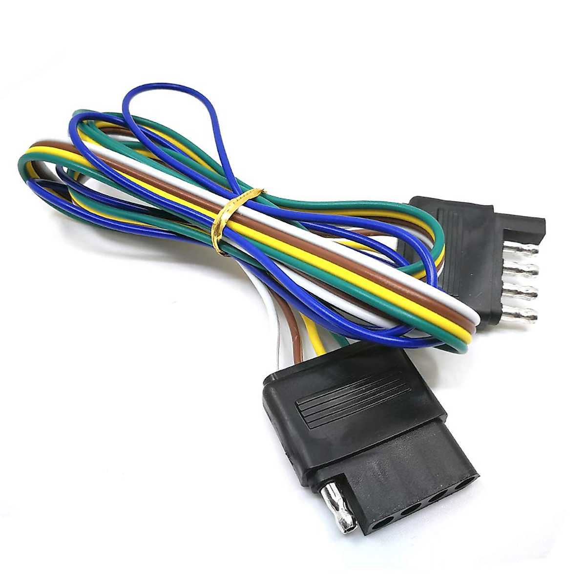 CARROFIX 5 Way Flat Trailer Wire Extension, 48" 5-Pin Trailer Wiring Connector, Vehicle-Side and Trailer-Side