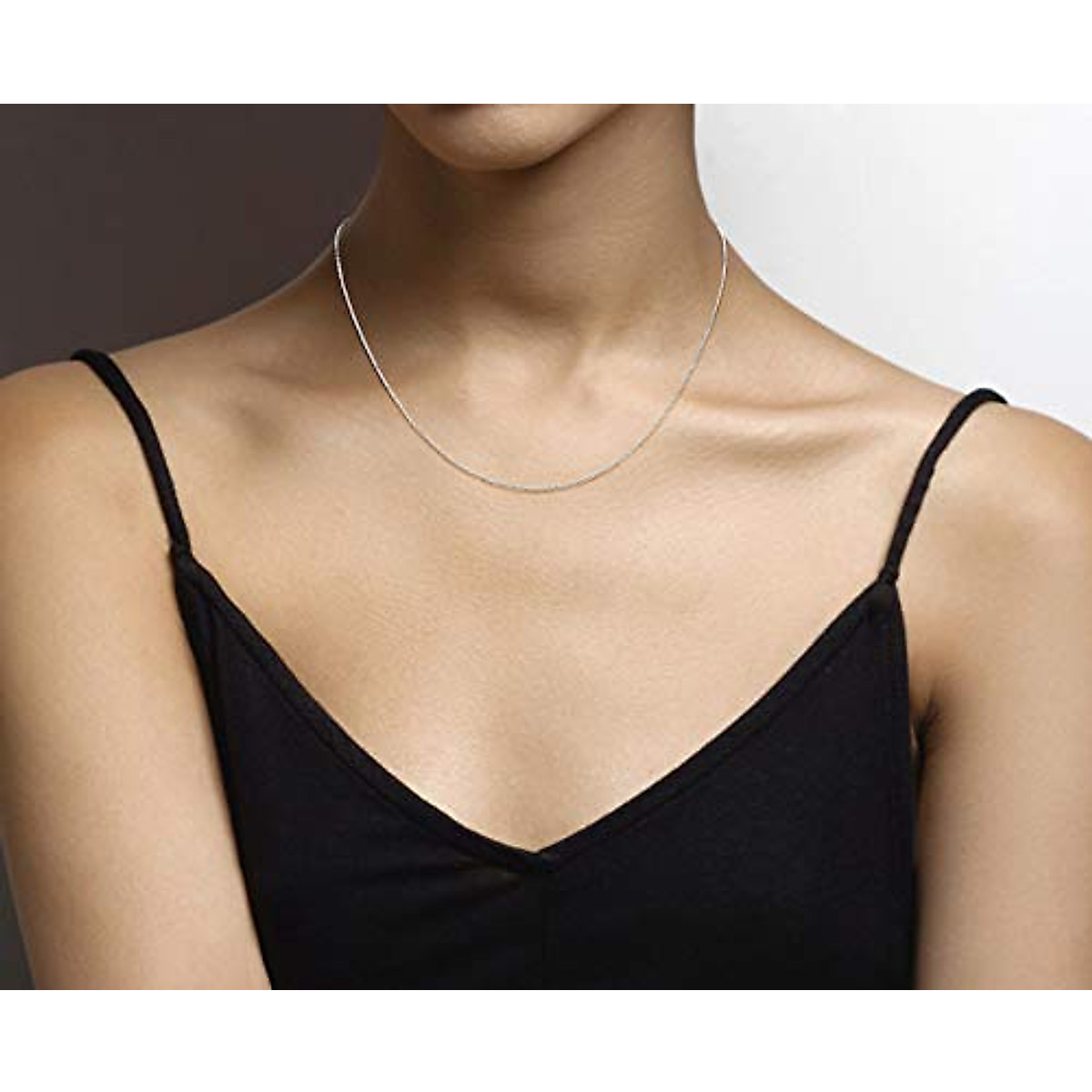 Miabella Solid 925 Sterling Silver Italian 1mm Box Chain Necklace for Women Men, Made in Italy (Length 18 Inches (Small))