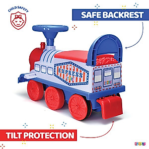 Play22 Electric Ride On Toy Train with Tracks - Ride On Train for Toddlers 1-3 Features Fun Flashing Lights and Music, Storage Seat, 16 Tracks - Playable Without Tracks - Riding Toys for Kids