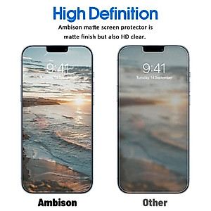 Ambison [2 Pack Matte Glass Screen Protector Designed for iPhone 14 2022/iPhone 13/13 Pro, Install Frame/Bubble Free/Anti-Glare&Fingerprint, 9H Tempered Glass for iPhone 13/13 Pro 2021 6.1inch