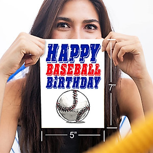 Play Strong Baseball Birthday Card 1-Pack (5x7) Super Star Illustrated Sports Birthday Cards Greeting Cards- Awesome for Baseball Players, Coaches and Fans Birthdays, Gifts and Parties!