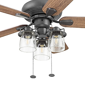 Prominence Home Crown Ridge, 42 Inch Farmhouse LED Ceiling Fan with Light, Remote Control, Three Mounting Options, 5 Dual Finish Blades, Reversible Motor - 51432-01 (Bronze)