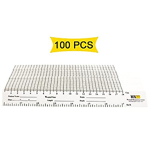 WIN TAPE 18cm / 7'' Educare Wound Ruler (PAPER) Wound Measuring Tape (Pack of 100) Medical Medimeter