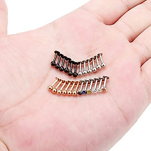 Ruifan 24PCS 16G 316L Stainless Steel 3mm CZ Labret Monroe Lip Ring Tragus Helix Cartilage Earring Stud Barbell 6mm Bar Length Body Piercing Jewelry