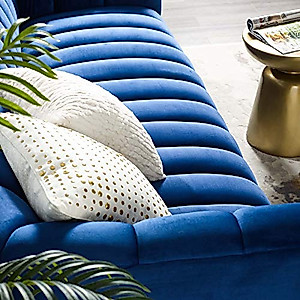 Modway Entertain Vertical Channel Tufted Performance Velvet Sofa Couch in Navy