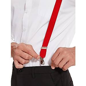 habibee Solid Color Mens Suspender Y Shape with Strong Clips Adjustable Braces