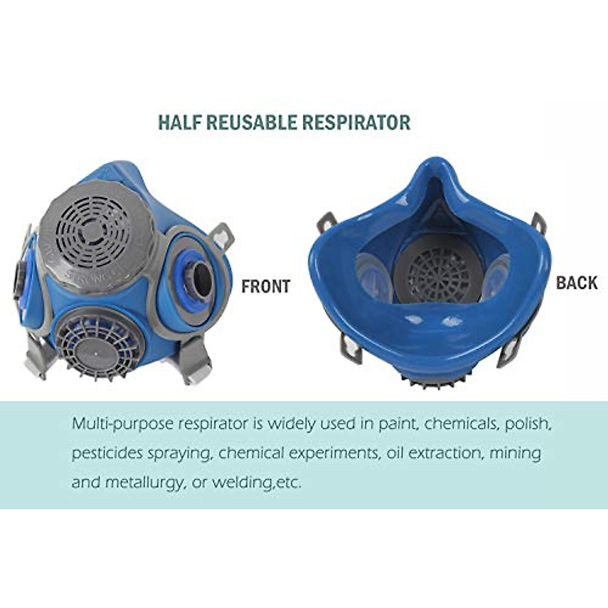 SYINE Half Face Reusable Respirator Spray Paint Gas Mask Respiratory Protection Multi-Purpose Dustproof Respirator,Medium(Mask+1 Pair Cartridges)