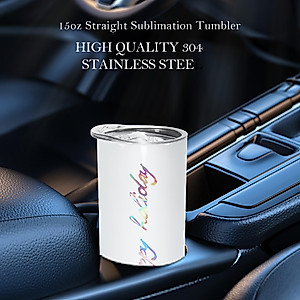 AGH 15OZ 25Pack Blanks Sublimation Straight Skinny Tumblers with Lids and Straws, Reusable Stainless Steel Insulated Water Bottle, Double Wall Vacuum Sublimation Travel Mug Cup For Coffee And Juice