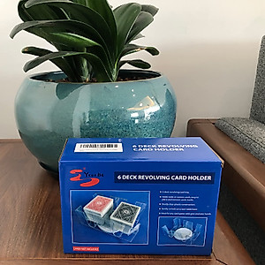 Yuanhe Canasta Playing Card Holder - 6 Deck Revolving Card Tray for Kids & Adults,Rotating Cards Holder for Poker, Canasta, Hand & Foot, Rummy,Go Fish,UNO Games