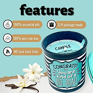 Congratulations Candle Gifts - Scented Candles for Women - Relaxing Candle Gift - Friendship Candle, Coworker, Best Friend, Promotion, Graduation Gift - Stress Relief Candle for Her